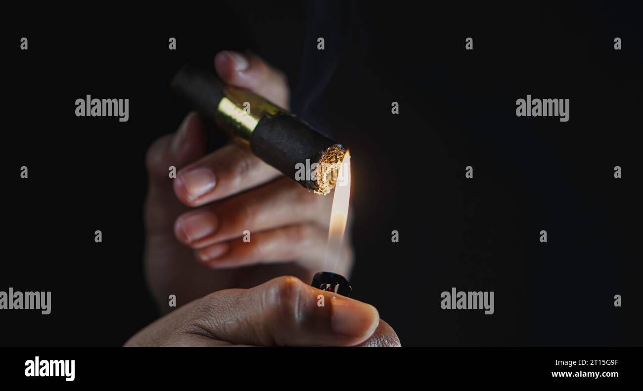 Burning cigarette in old hi-res stock photography and images - Alamy