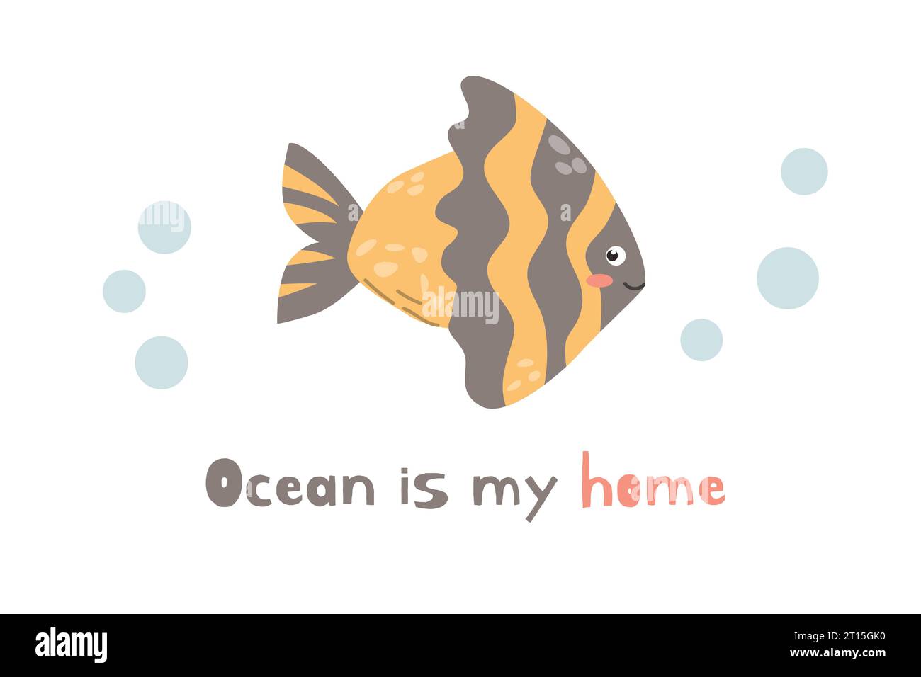 baby card with lettering and yellow fish in ocean Stock Vector Image ...