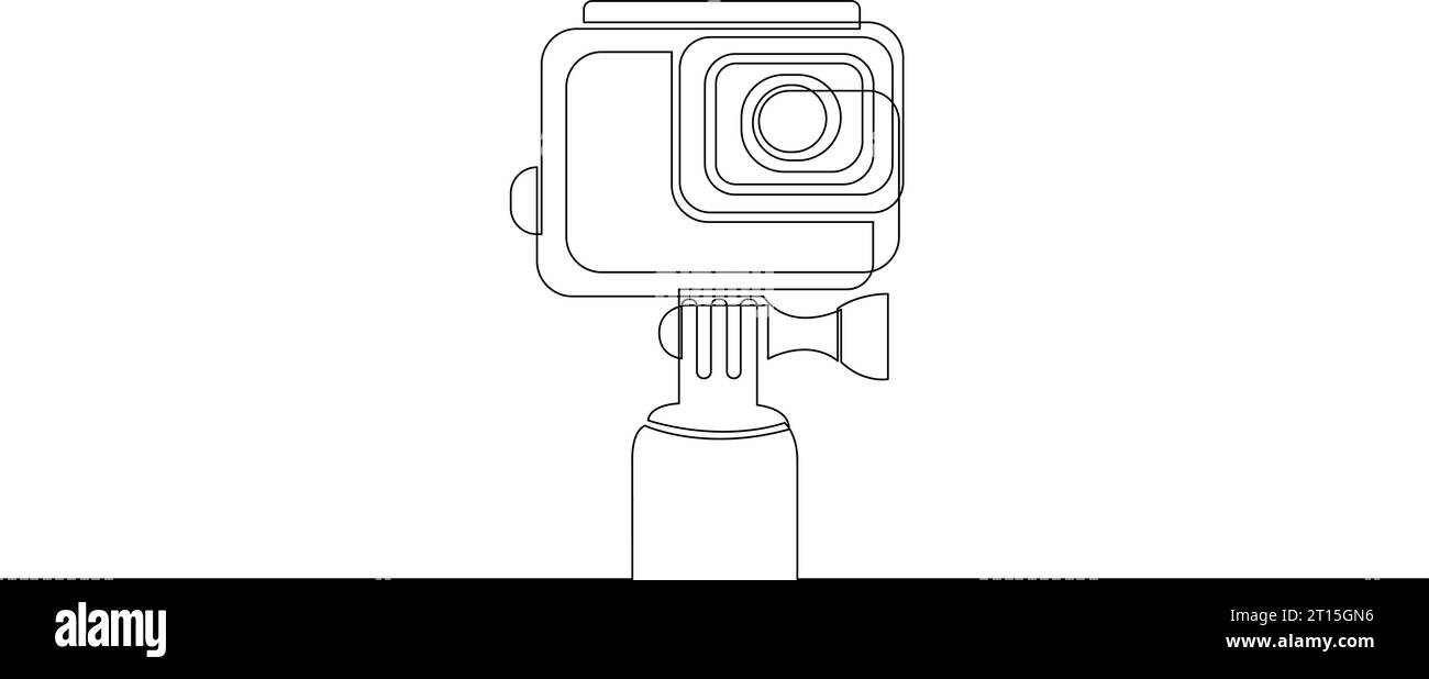 Action camera continuous one line drawing. Single line extreme video ...