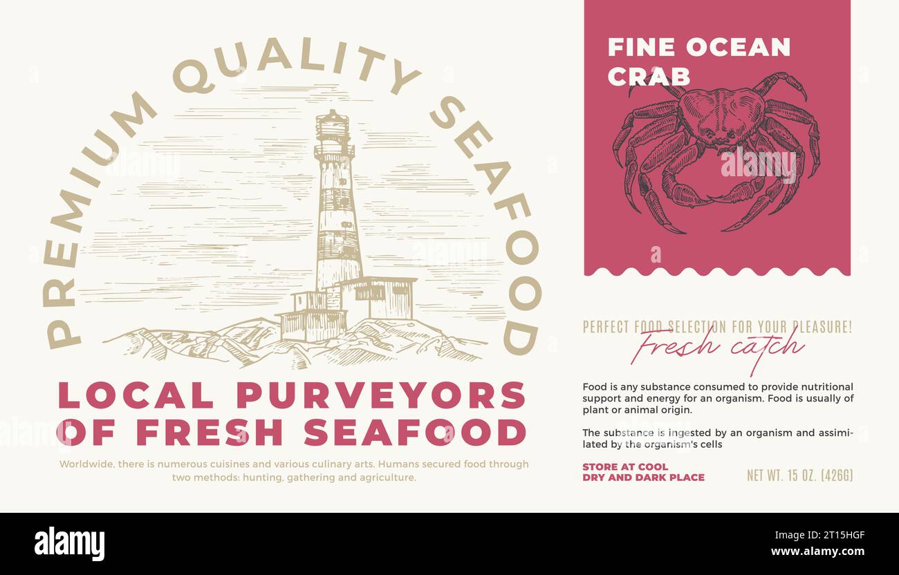 Fine Ocean Seafood Product Abstract Vector Packaging Label Design ...
