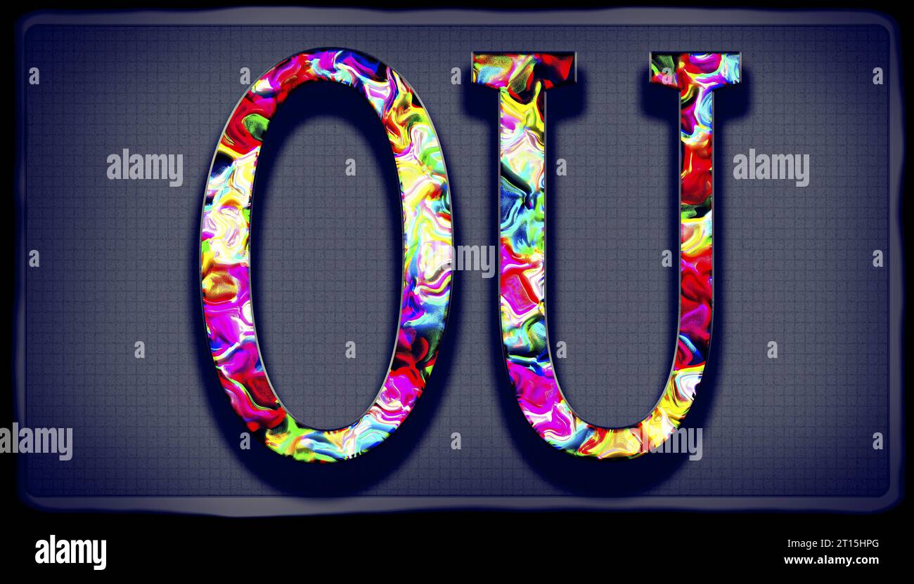 Double letter signature OU in an unique design named Painter rough ...