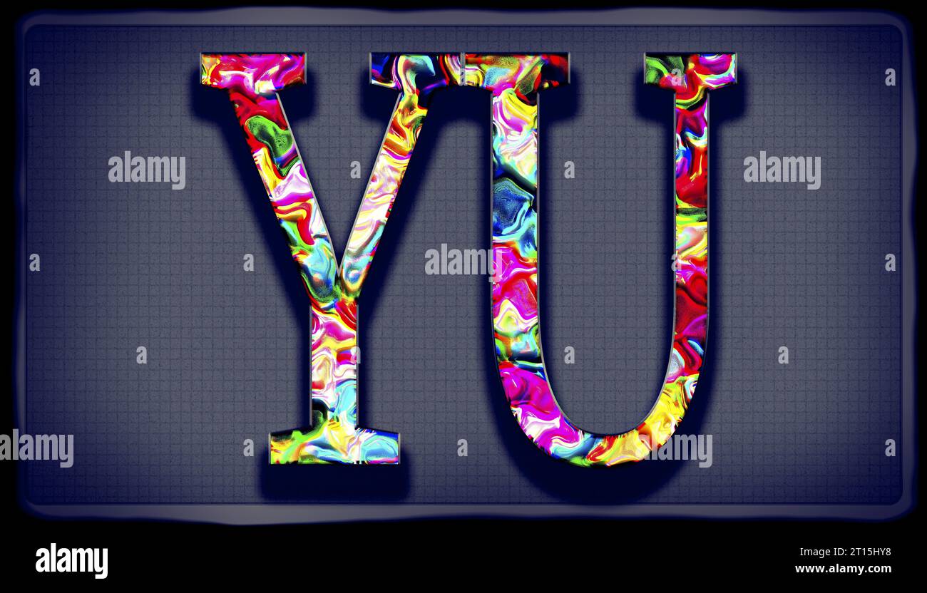 Double letter signature YU in an unique design named Painter rough ...