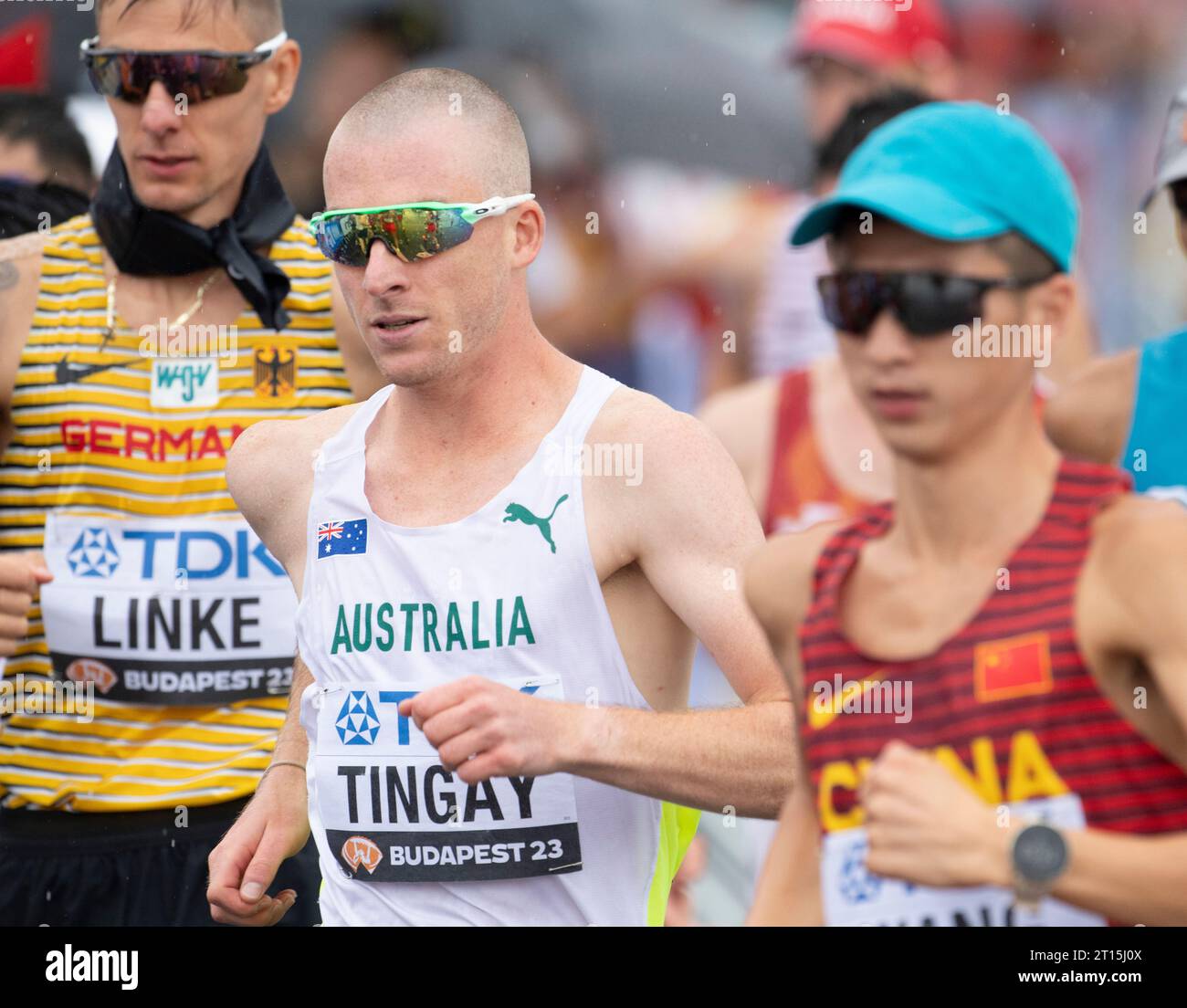 Declan Tingay of Australia competing in the 20 kilometres race walk at the World Athletics ...