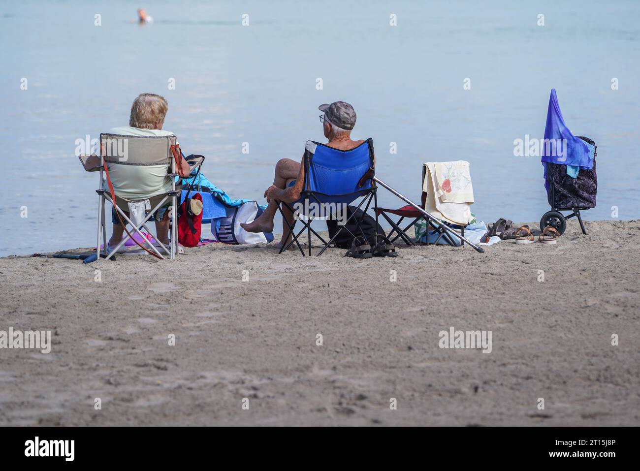 Marseilles, France. 11 October 2023. Beachgoers relaxing in the warm ...
