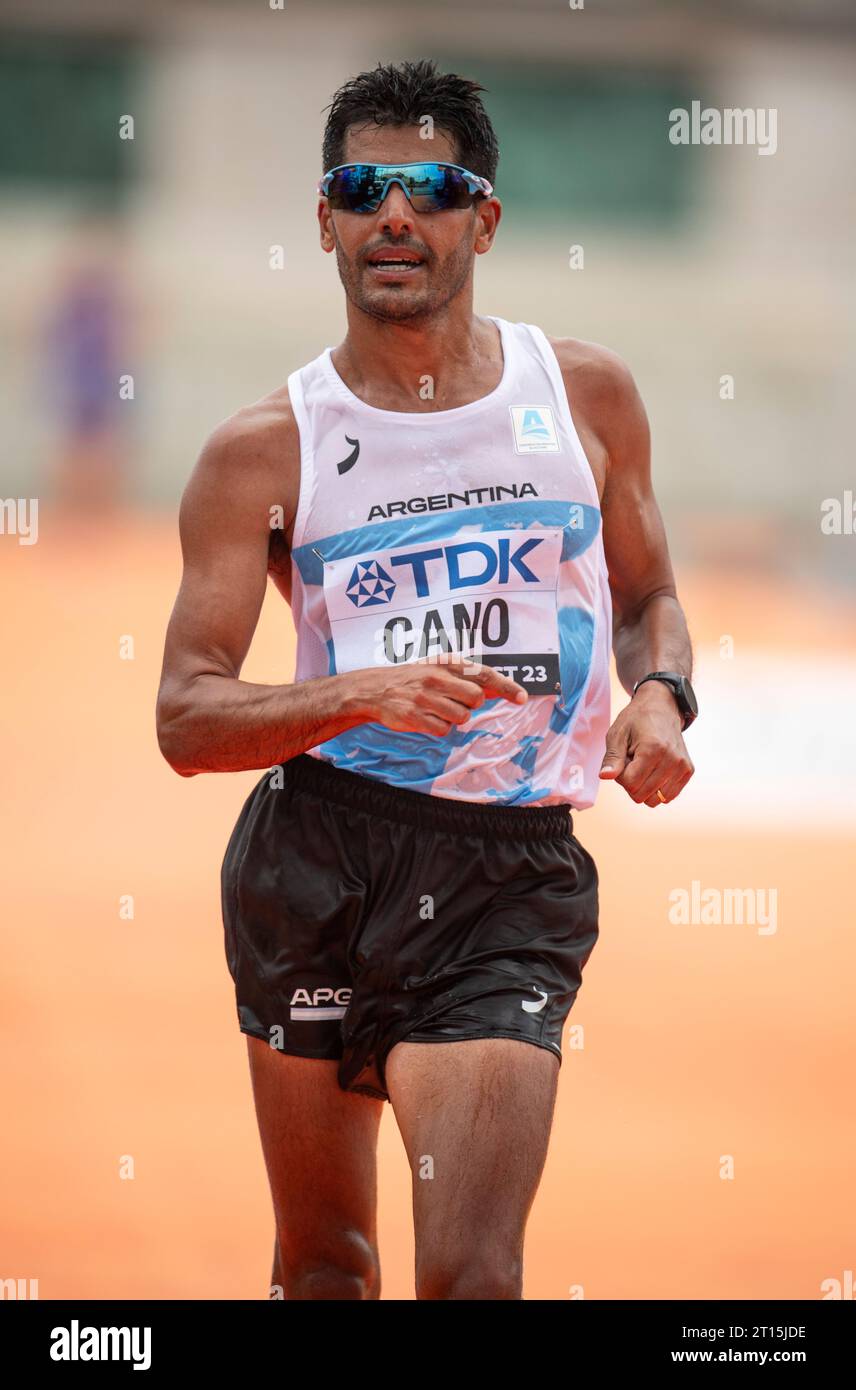 Juan Manuel Cano of Argentina competing in the 20 kilometres race walk at the World Athletics ...