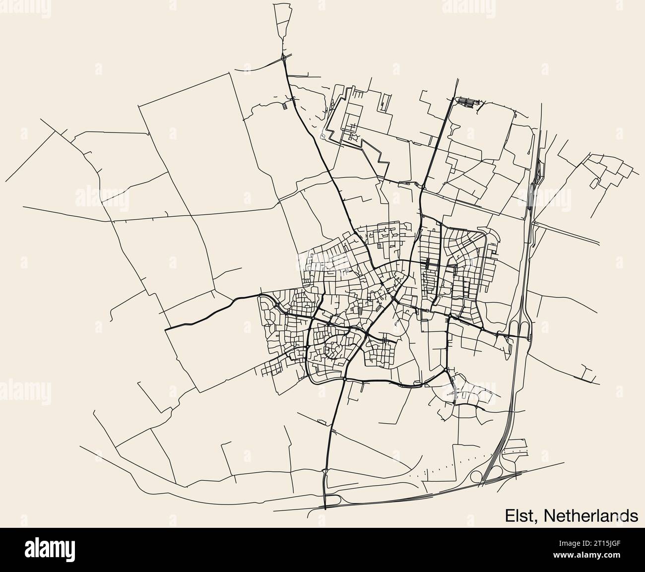 Street roads map of ELST, NETHERLANDS Stock Vector Image & Art - Alamy