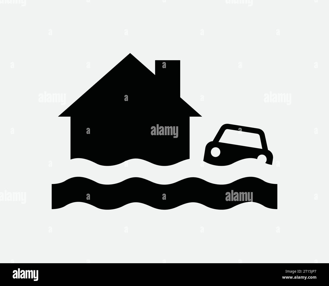 Flood Icon Natural Disaster Insurance Flooding Flooded Damage Danger Risk Hurricane Storm Water ...