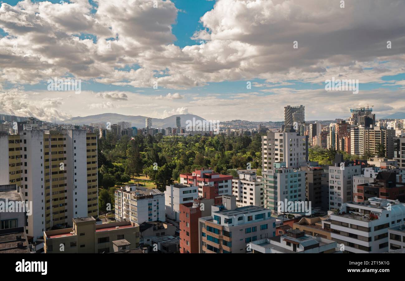 Panoramic view of the north central area of the city of Quito with La ...