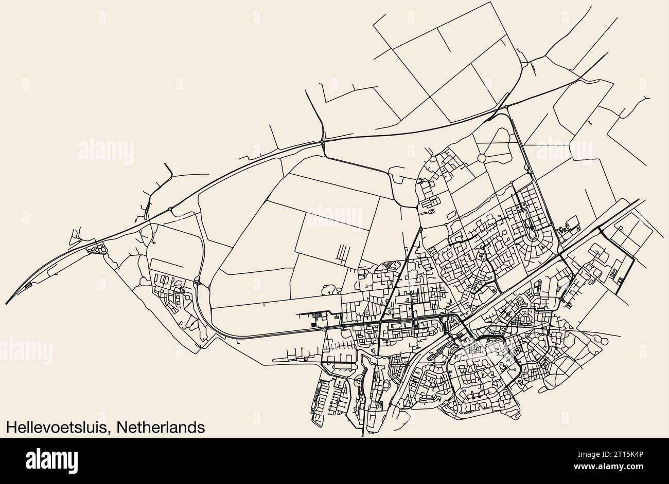 Street roads map of HELLEVOETSLUIS, NETHERLANDS Stock Vector Image ...