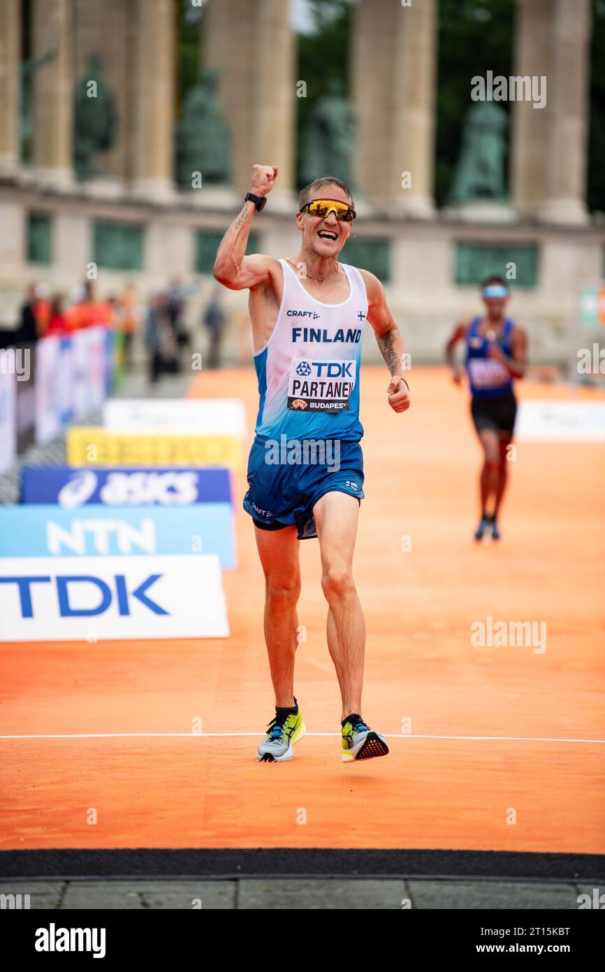Veli-Matti Partanen of Finland competing in the 20 kilometres race walk ...
