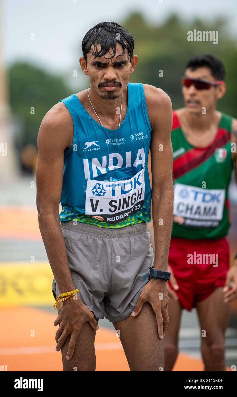 Vikash Singh of India competing in the 20 kilometres race walk at the World Athletics ...