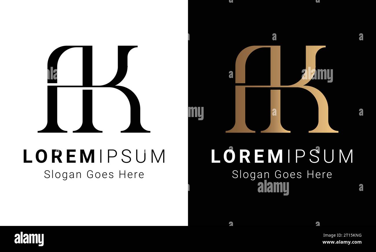 Luxury Initial AK or KA Monogram Text Letter Logo Design Stock Vector ...