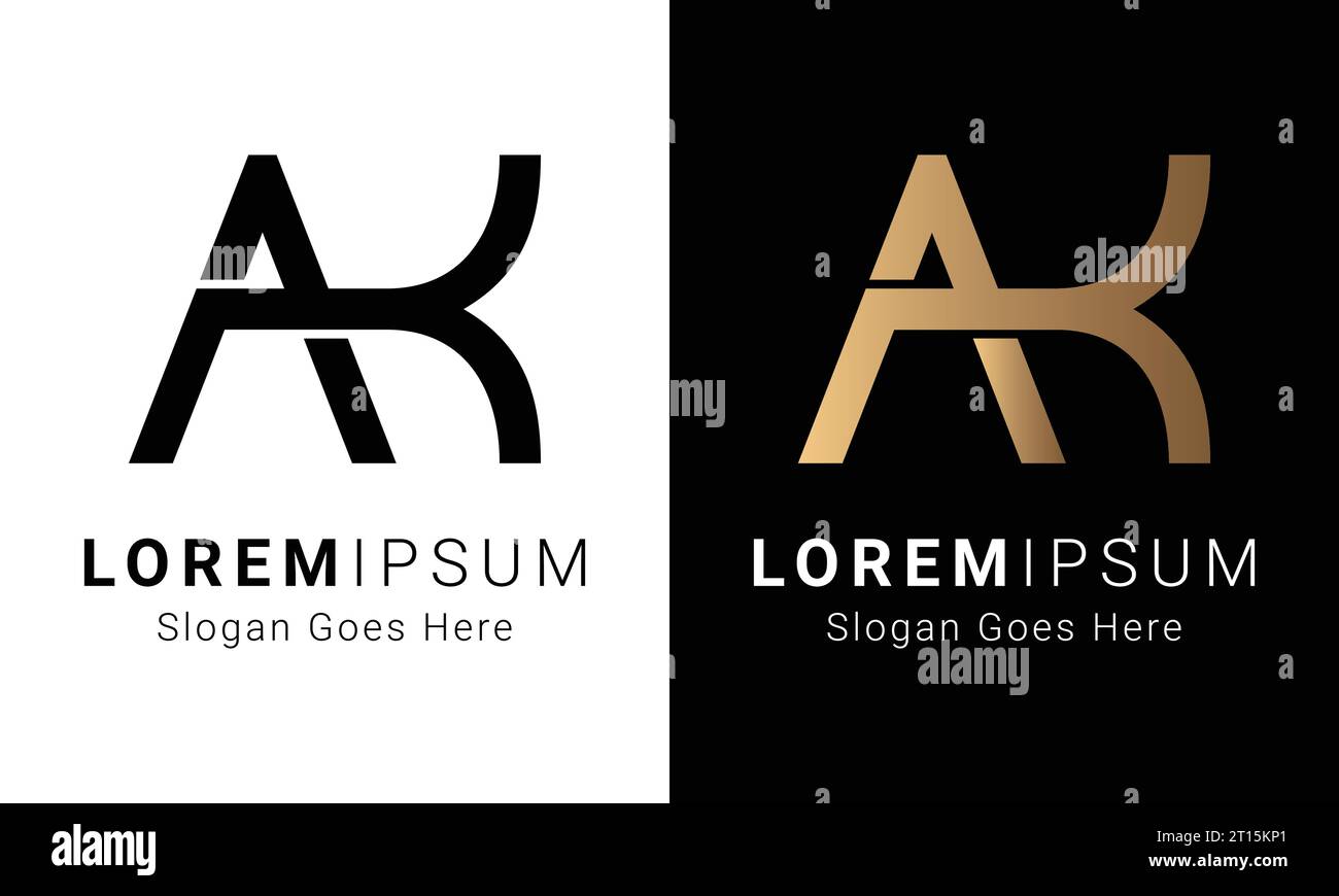 Luxury Initial AK or KA Monogram Text Letter Logo Design Stock Vector ...