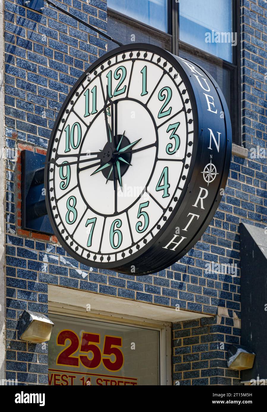 The distinctive compass-faced street clock is trademark of True North ...
