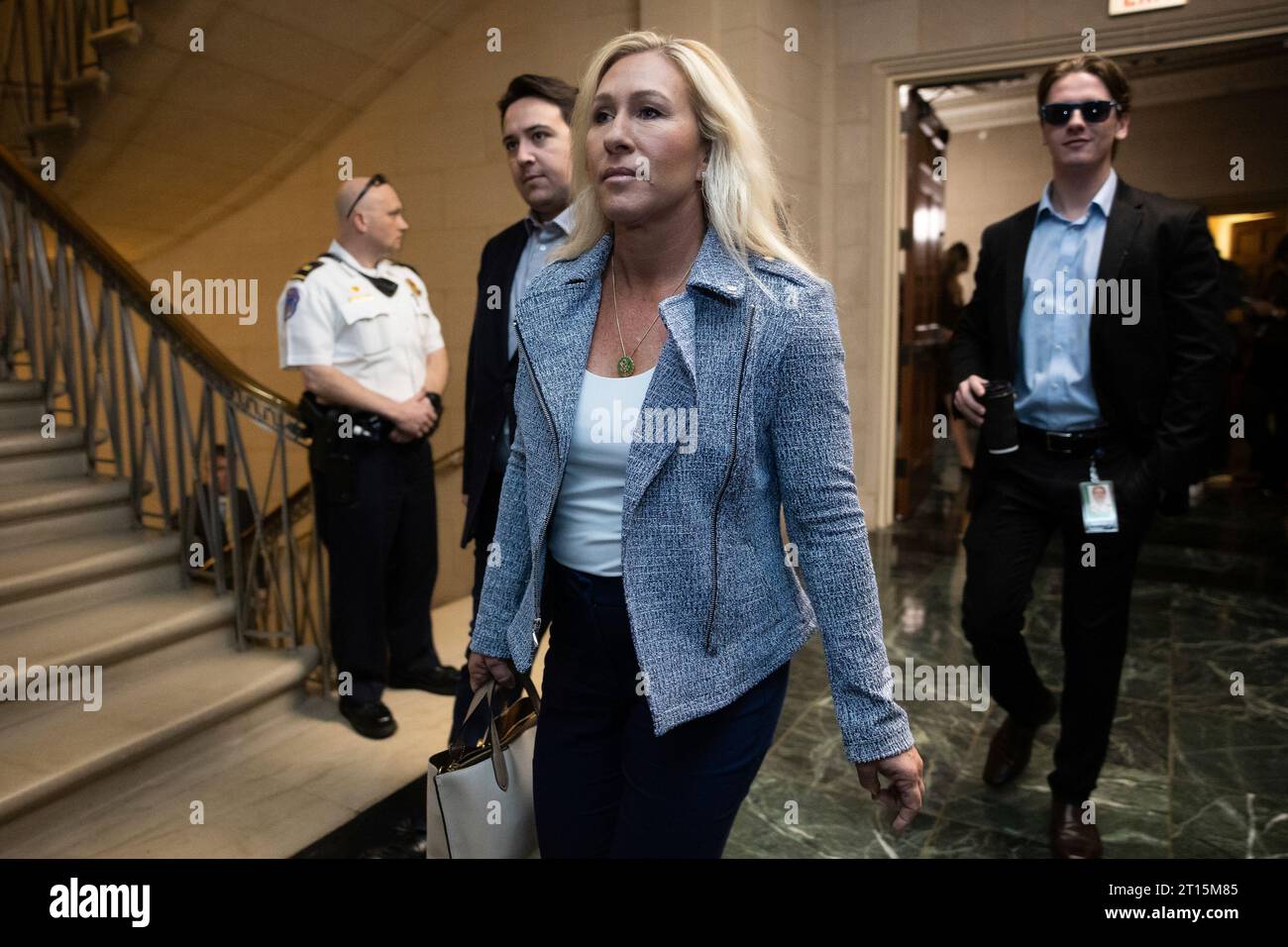 Rep. Marjorie Taylor Greene (R-Ga.) arrives for a House Republican ...