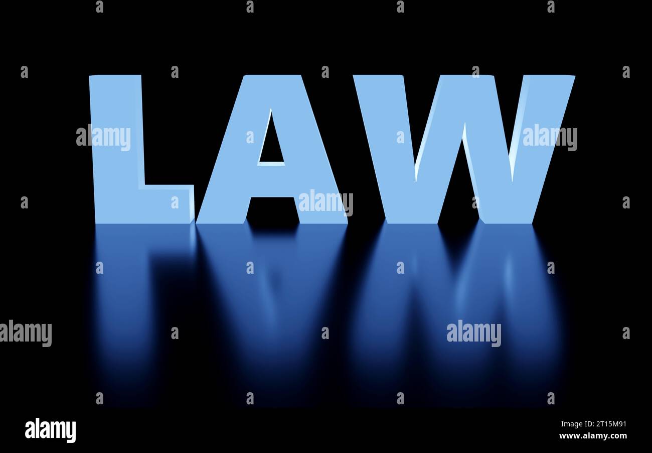 3d render sign law on red cubes and light background. Simple minimalism ...