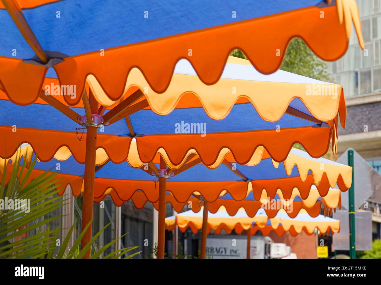 Colorful umbrellas shelter diners at the now-defunct Santina location ...