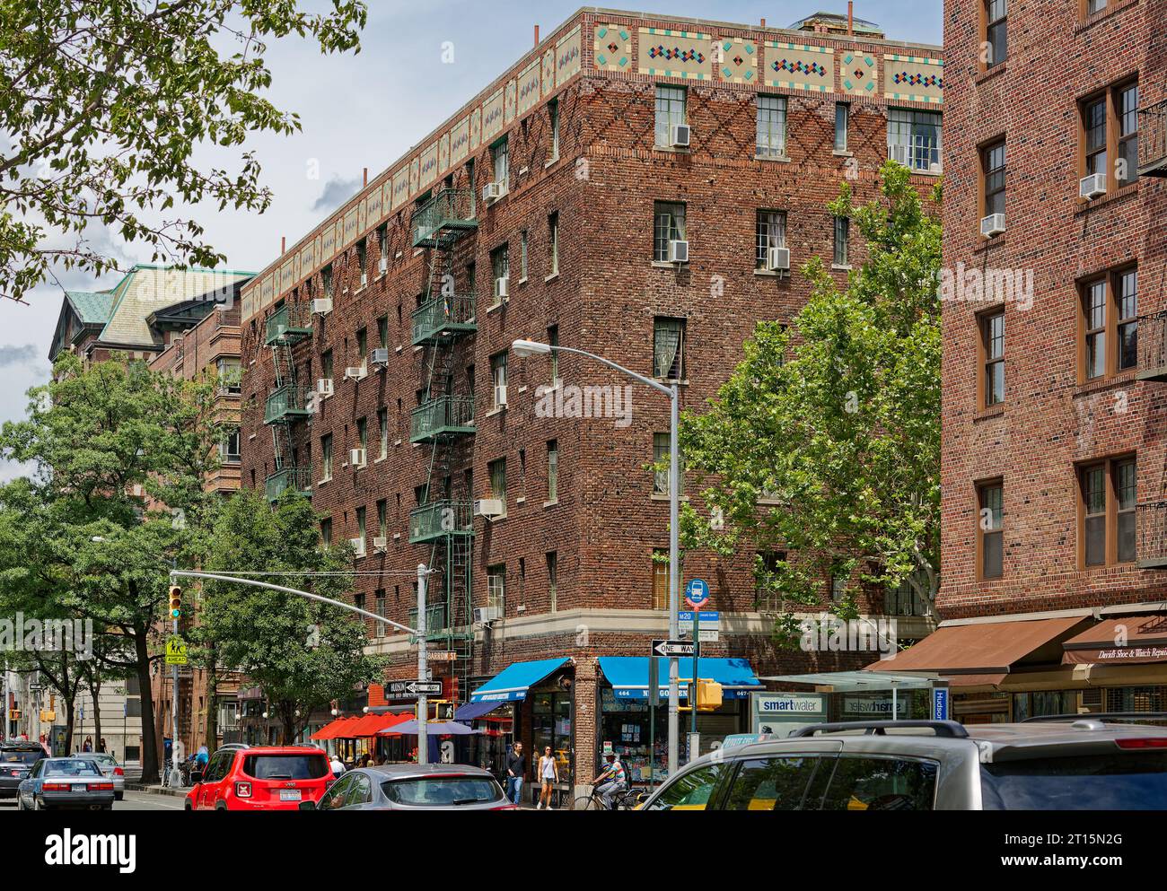 80 Barrow Street, a brown brick building topped by a polychrome terra ...