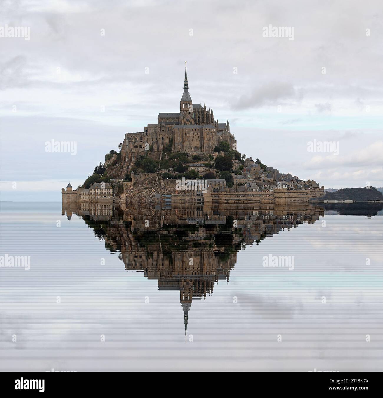 monastery of Mont Saint Michel with the Abbey church built above the ...