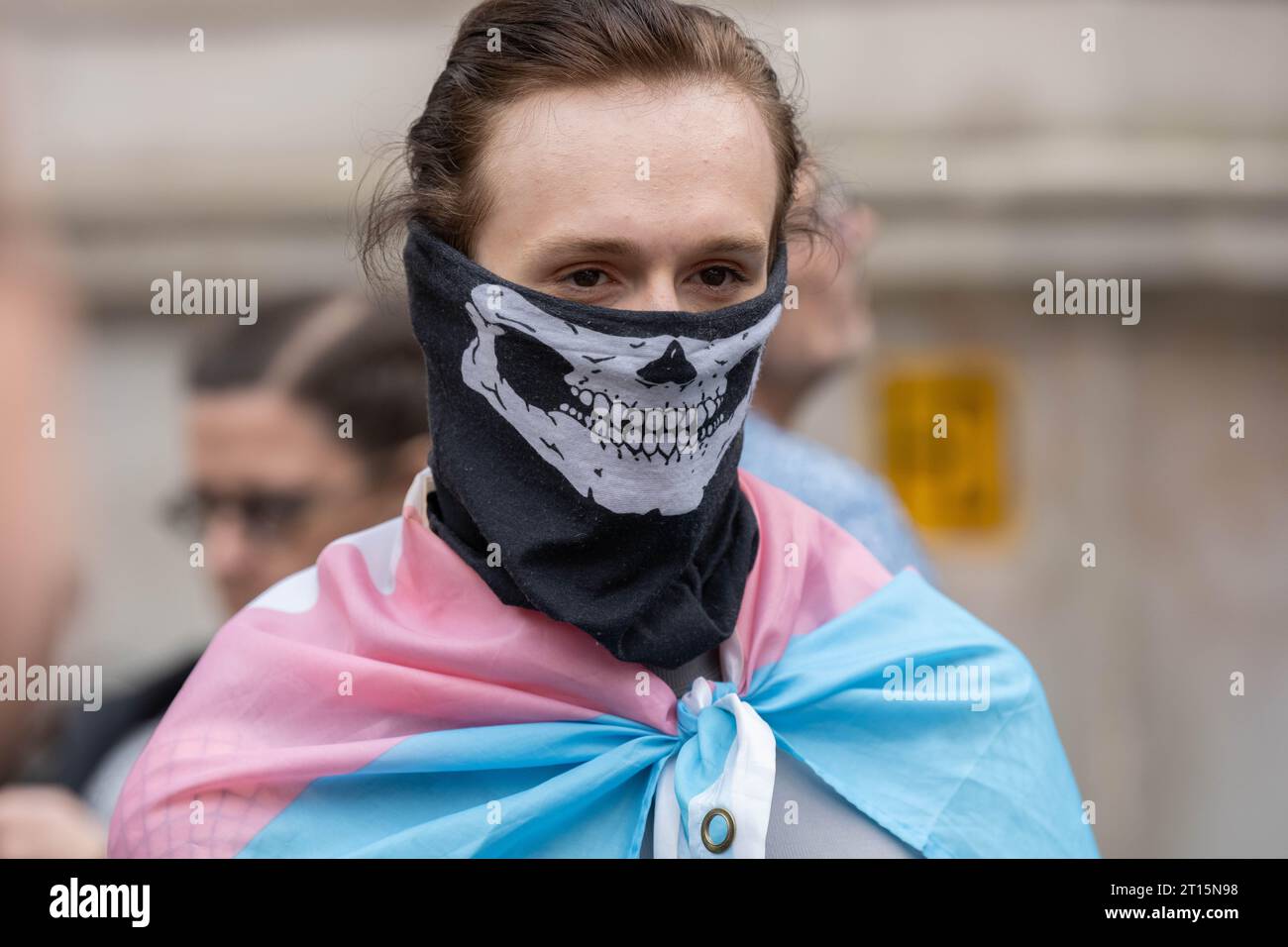 London, UK. 11th Oct, 2023. Trans rights demonstration Downing Street ...
