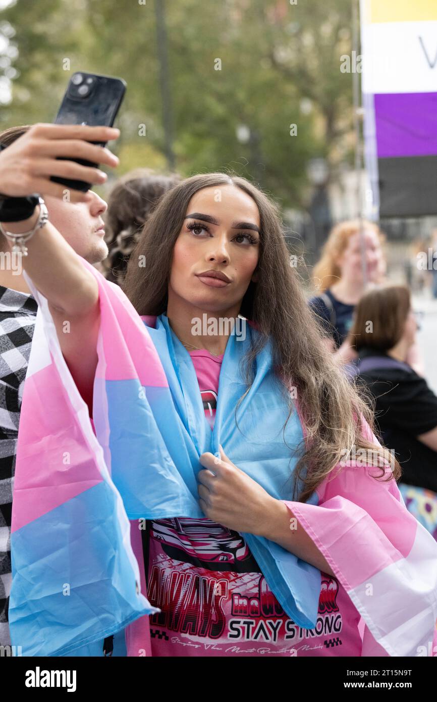 London, UK. 11th Oct, 2023. Trans rights demonstration Downing Street ... London, UK. 11th Oct, 2023. Trans rights demonstration Downing Street ...