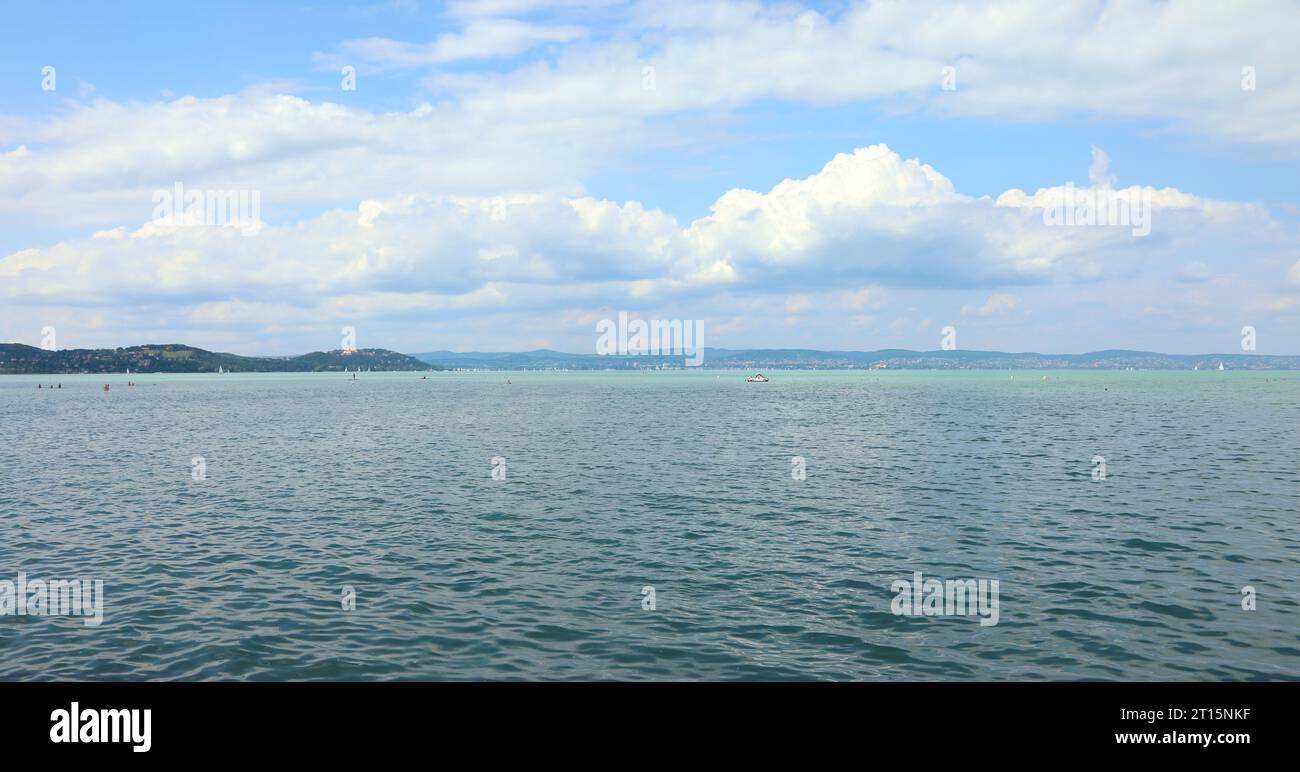Panorama of Lake Balaton the largest in Central Europe in Hungary in ...