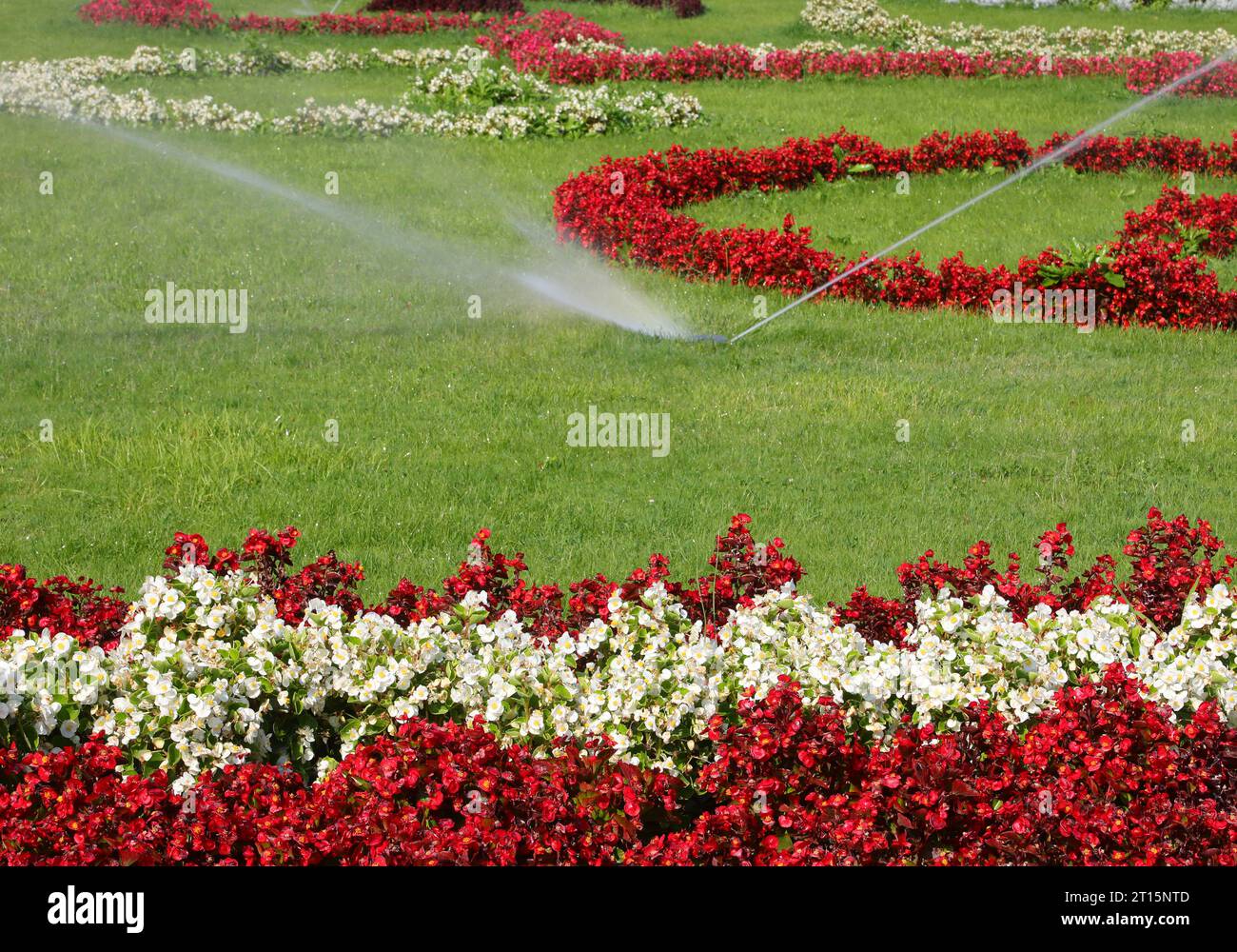 automatic irrigation system for flower gardens well looked after by the ...