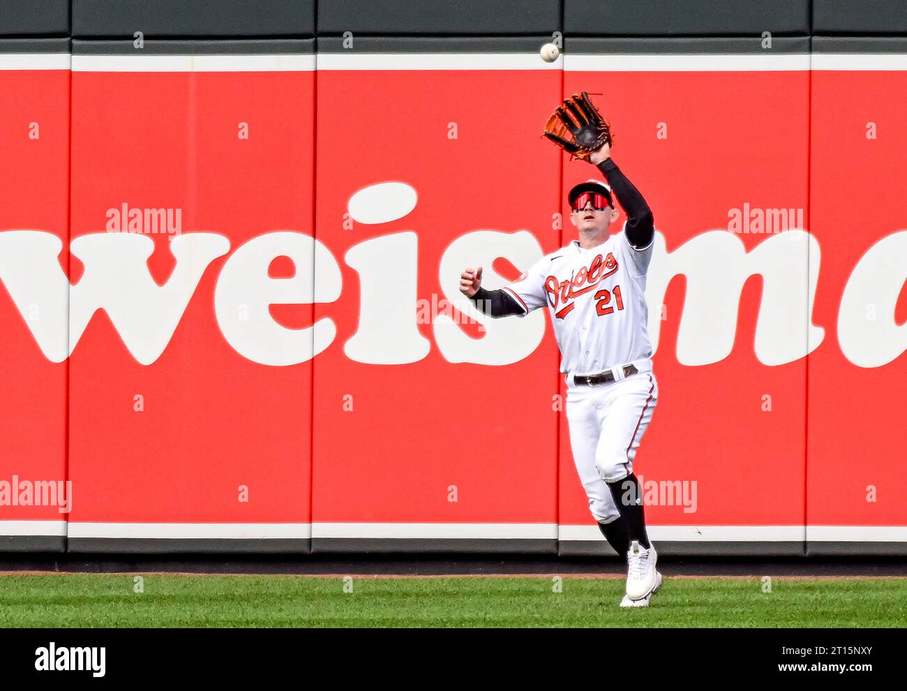BALTIMORE, MD - October 07: Baltimore Orioles left fielder Austin Hays ...