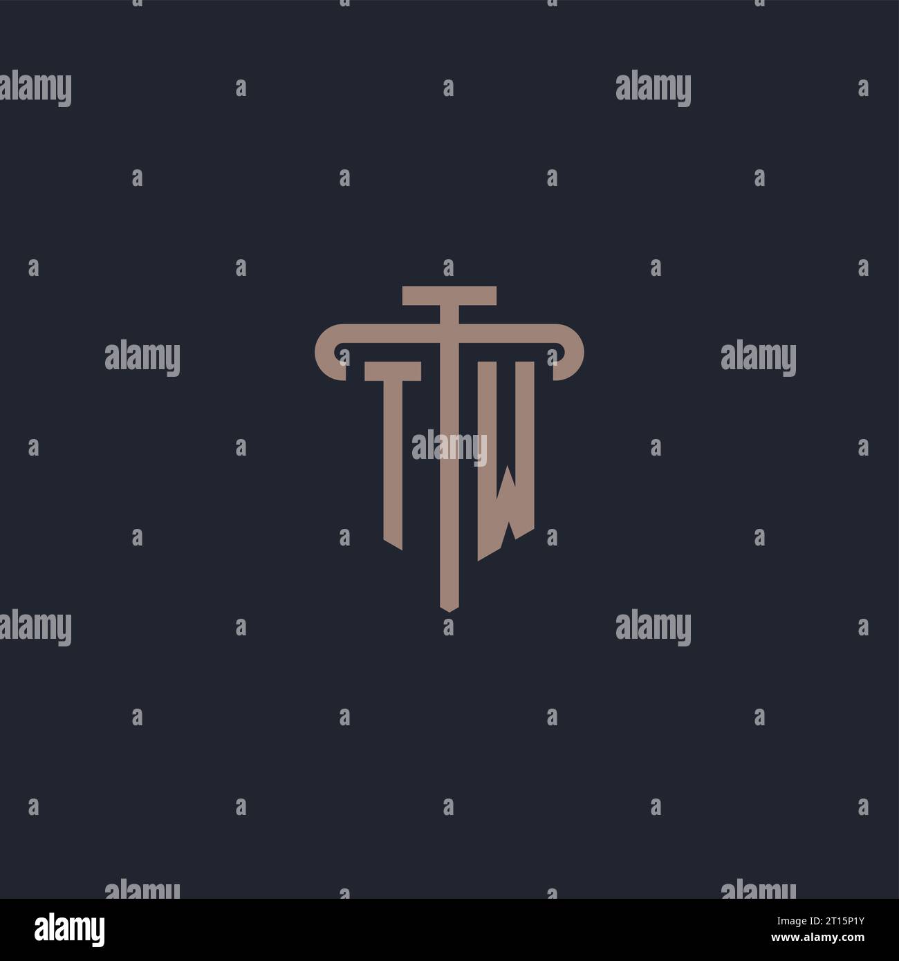 TW initial logo monogram with pillar icon design vector Stock Vector ...