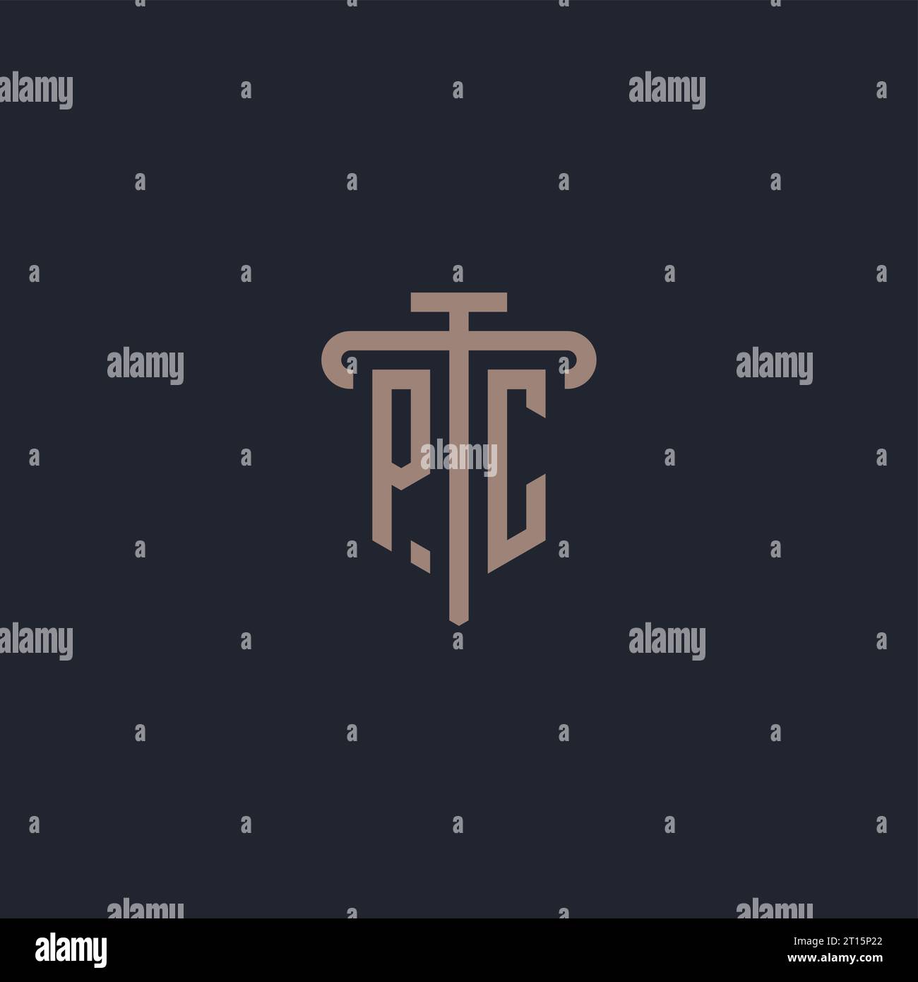 PC initial logo monogram with pillar icon design vector Stock Vector ...