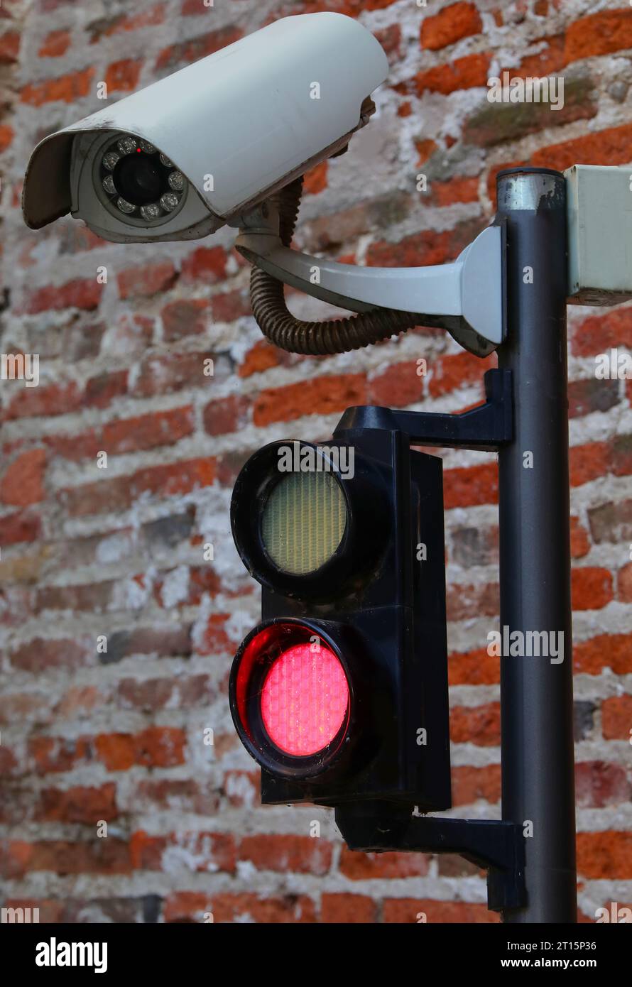 modern wifi camera with red traffic light for automatic access control ...