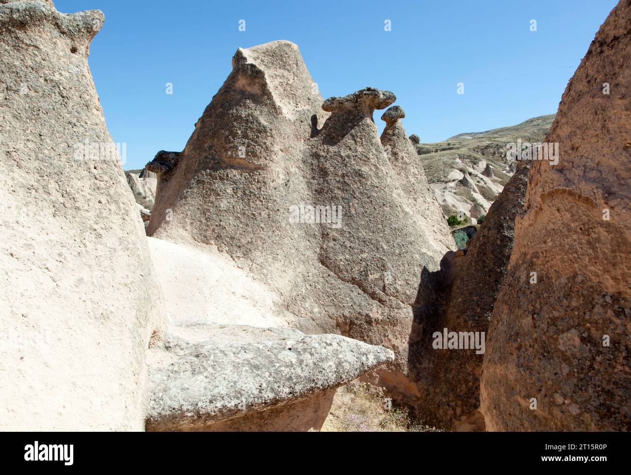 The maze of eroded rocks inside Imagination Valley in Cappadocia region ...