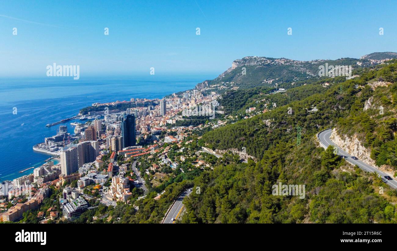 view of rich city of Montecarlo, tall buildings, narrow streets famous ...