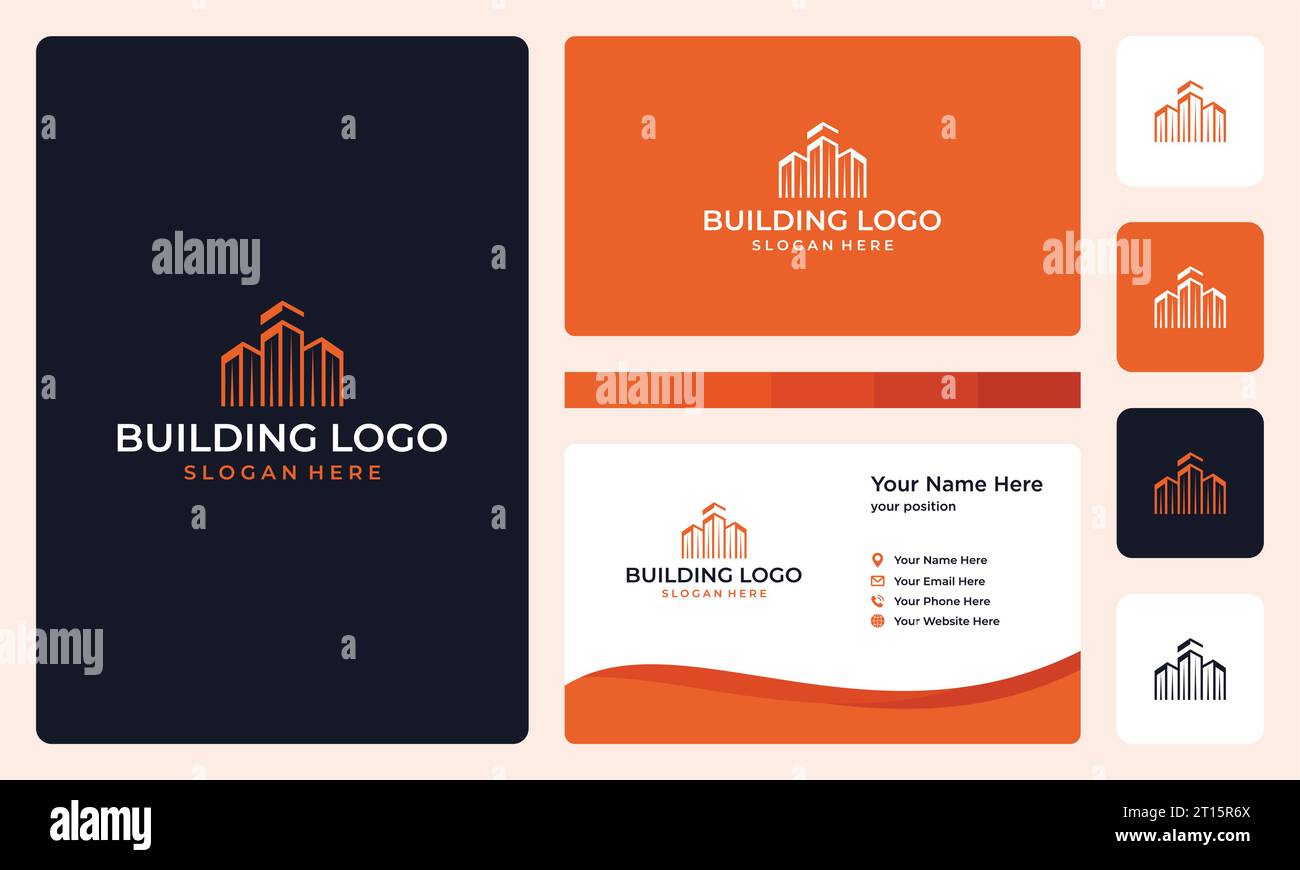 building design logos with line style. symbol for construction ...