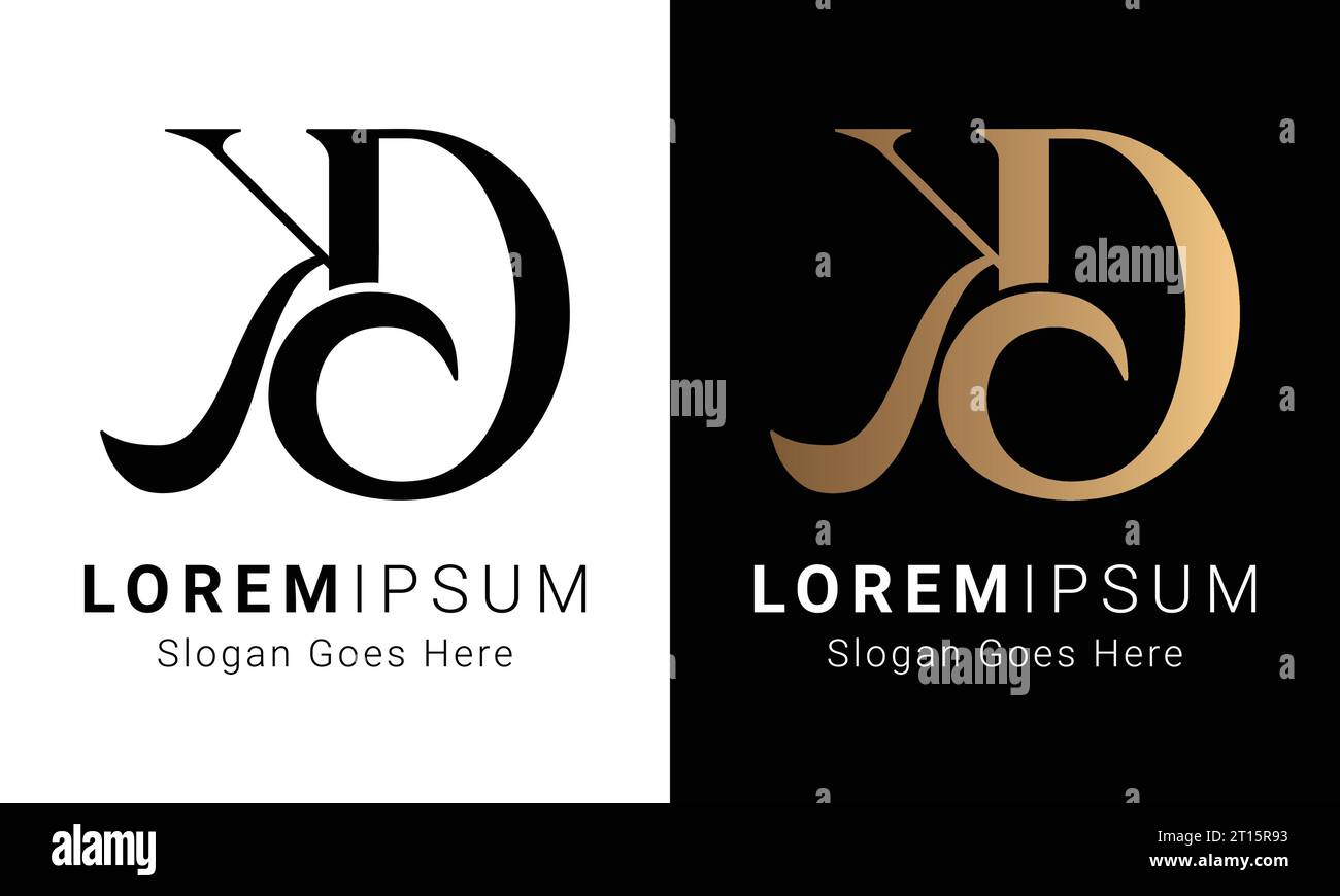 Luxury Initial KD or DK Monogram Text Letter Logo Design Stock Vector ...