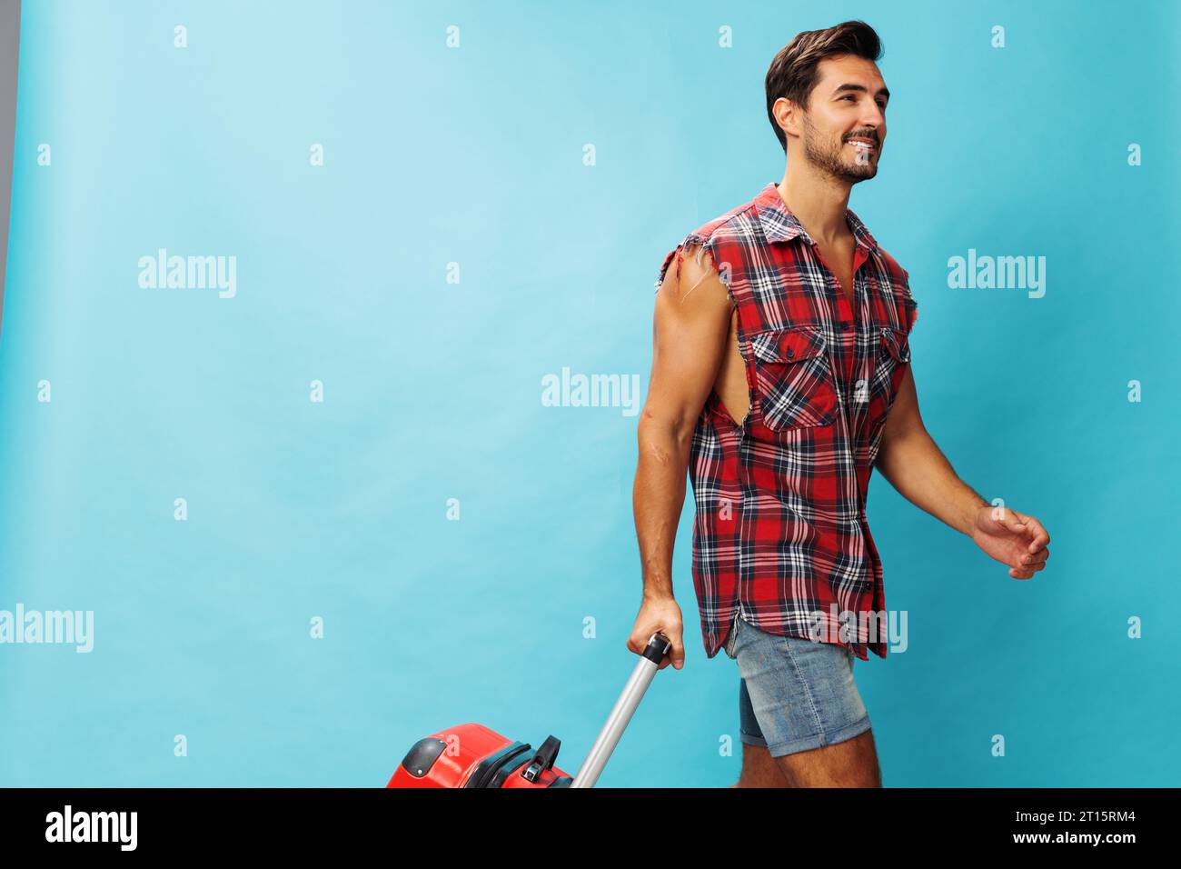 Weekend man trip happy travel guy journey suitcase vacation baggage ...