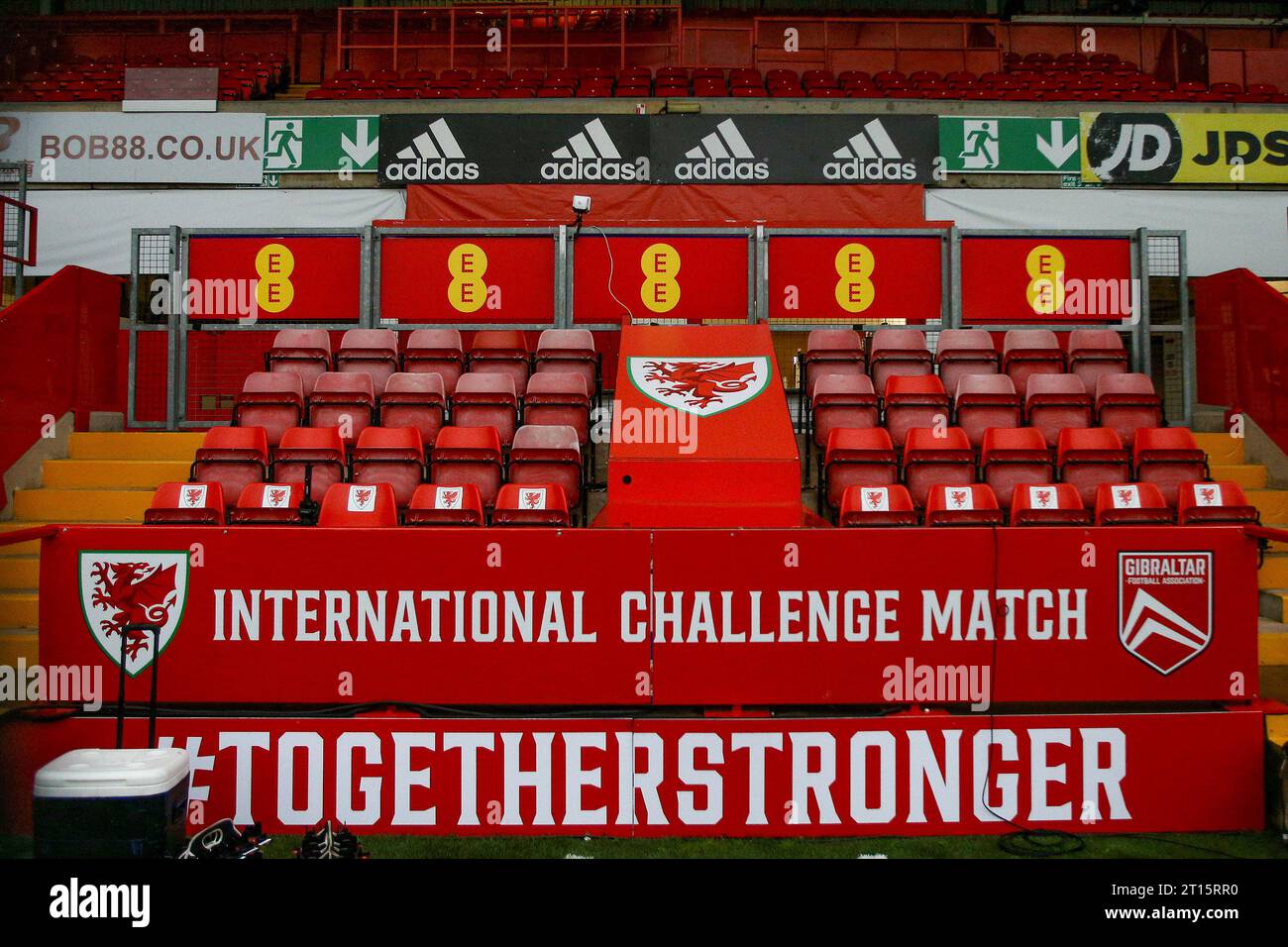 Wrexham, UK. 11th Oct, 2023. A General view of the dugout inside the ...