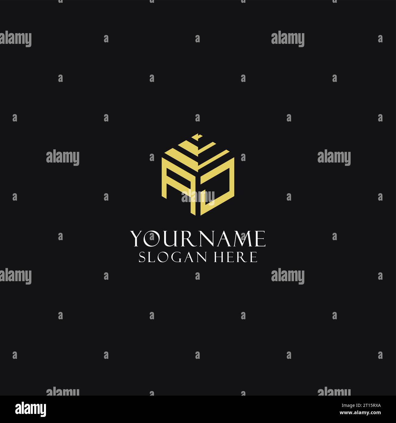 AJ initial monogram with hexagon shape logo, creative geometric logo ...