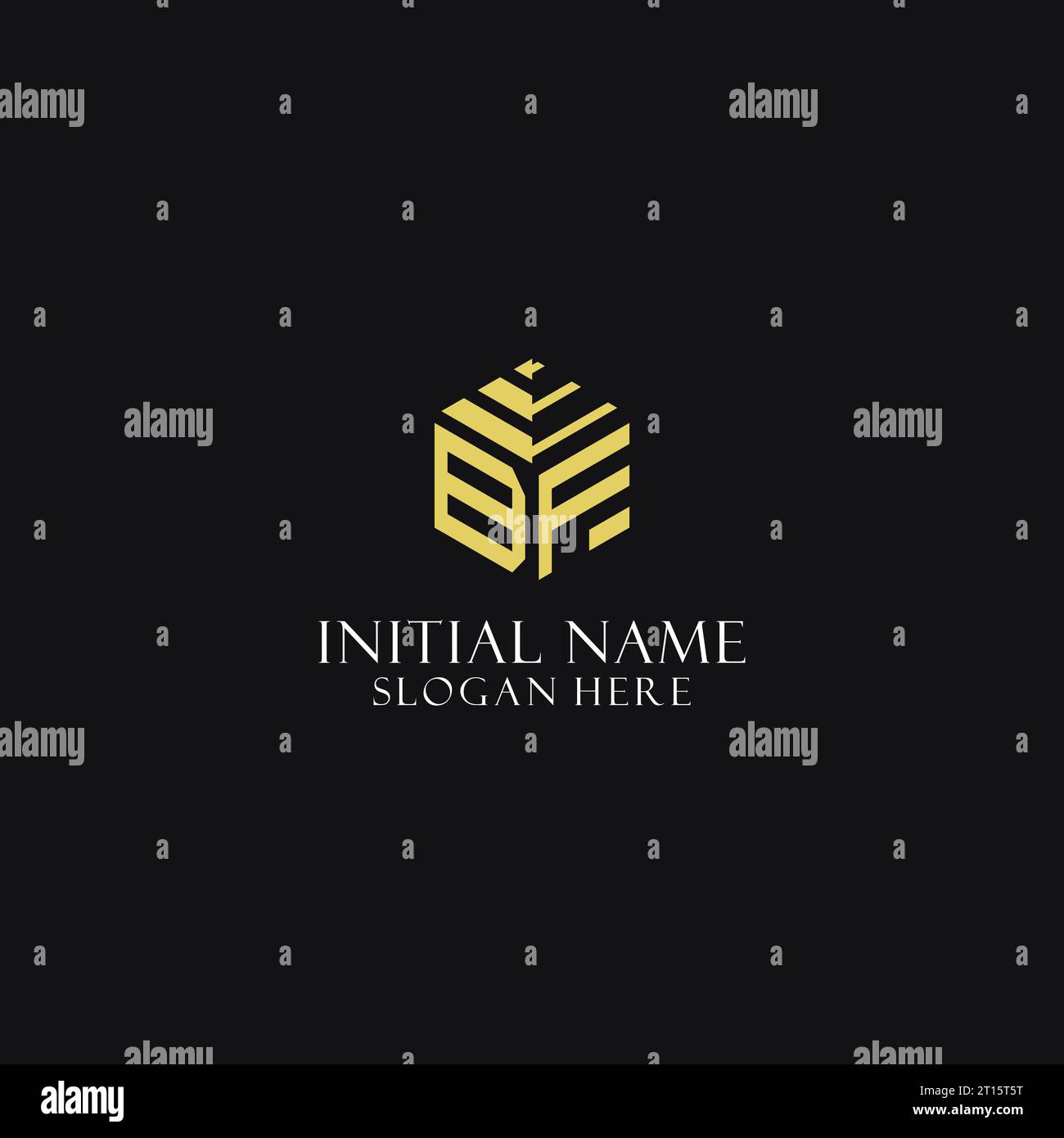 BF initial monogram with hexagon shape logo, creative geometric logo ...