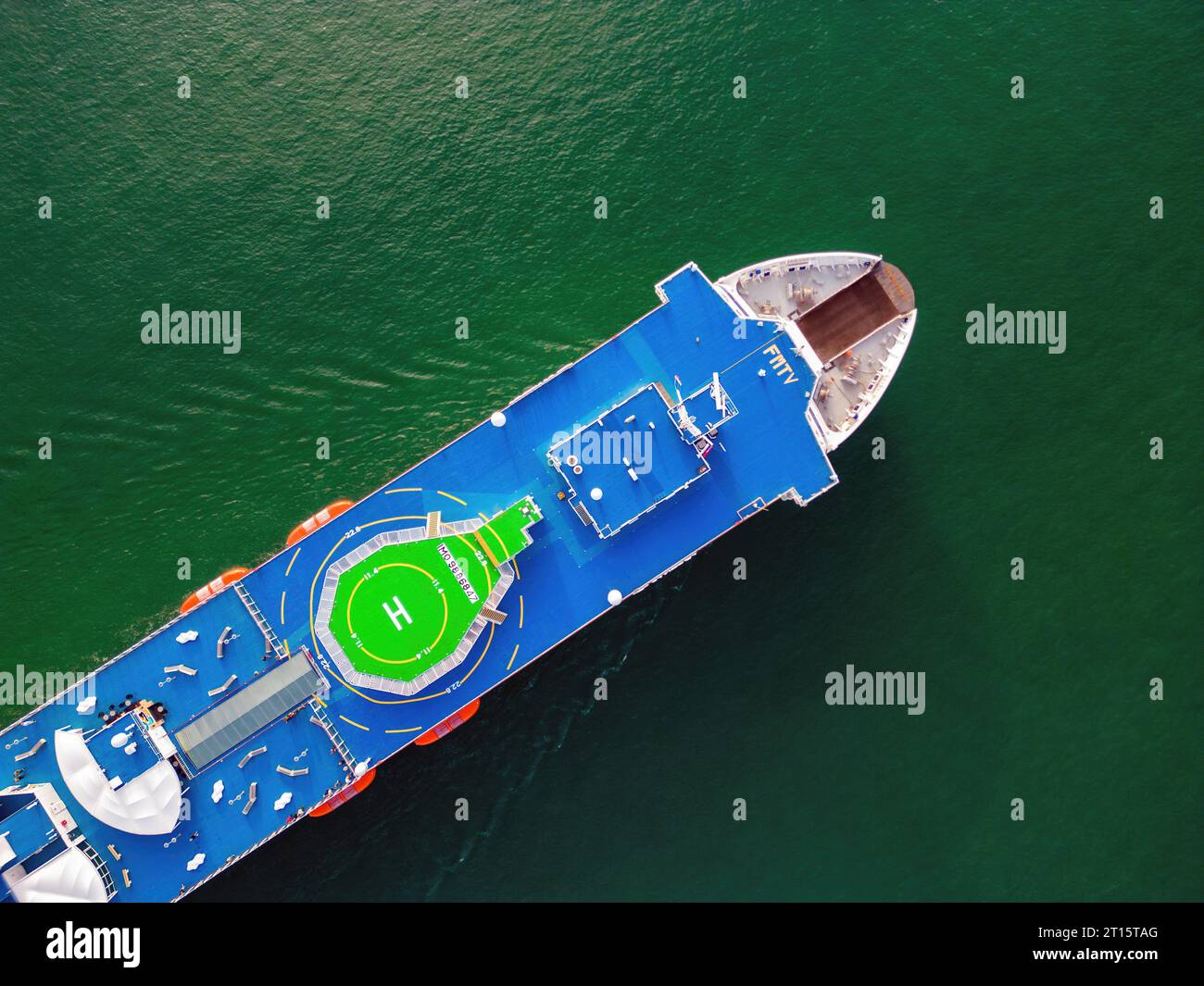 Birdseye view of Santona an E-Flexer ferry operated by Brittany Ferries ...