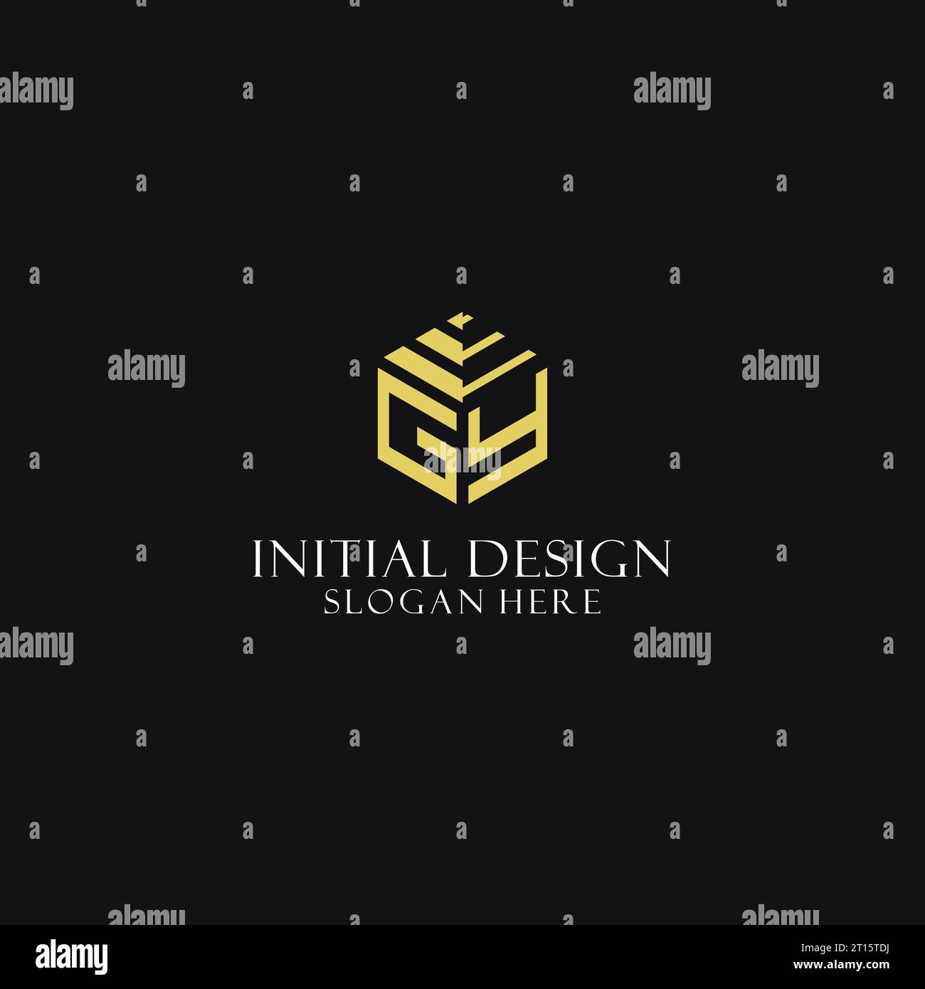 GY initial monogram with hexagon shape logo, creative geometric logo design inspiration Stock ...