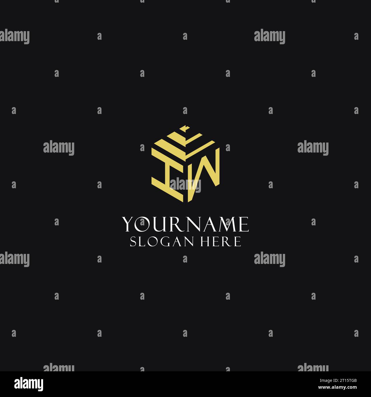 IW initial monogram with hexagon shape logo, creative geometric logo ...