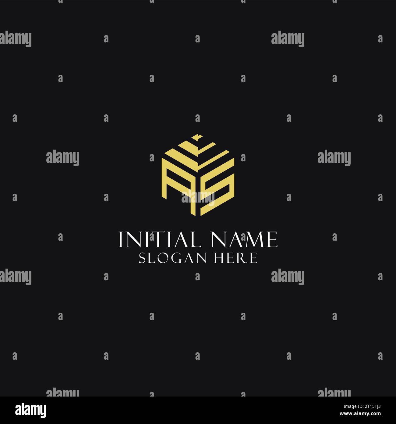 AS initial monogram with hexagon shape logo, creative geometric logo ...