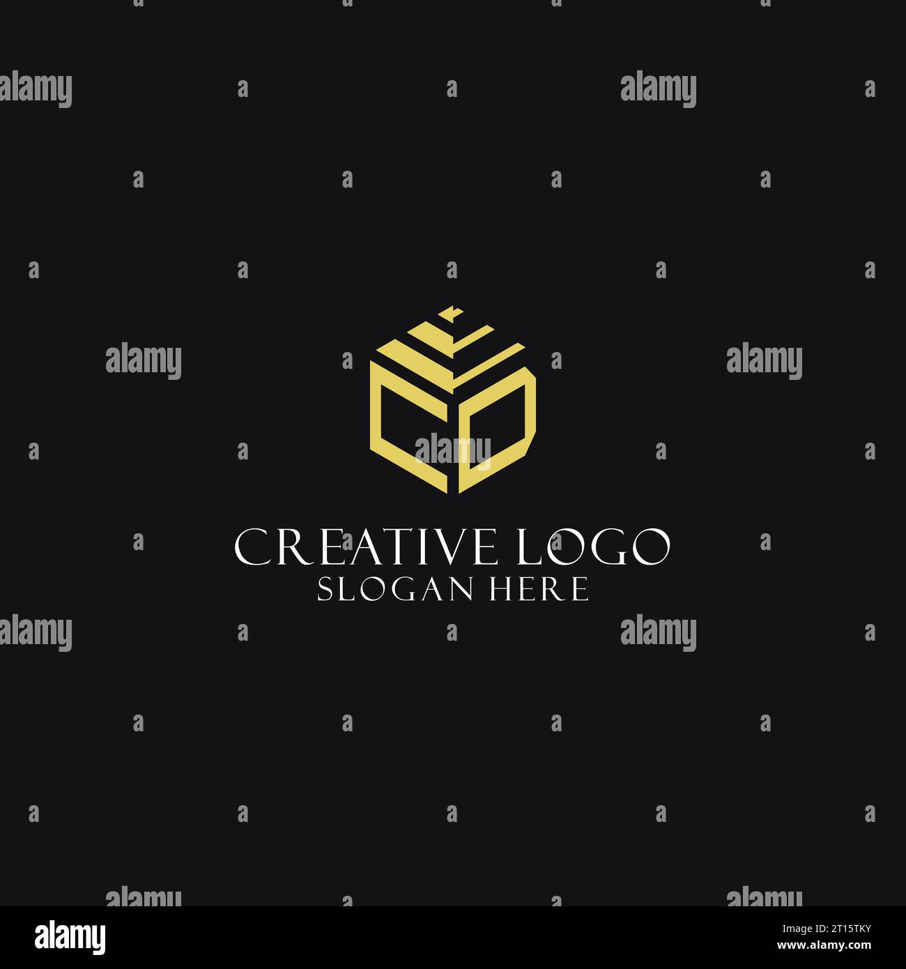 CD initial monogram with hexagon shape logo, creative geometric logo design inspiration Stock ...
