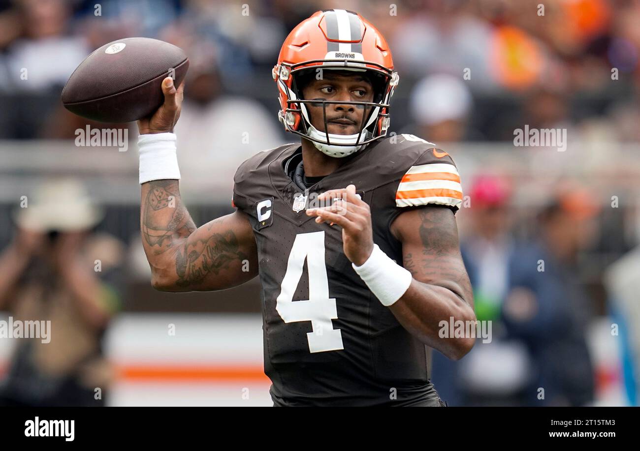FILE- Cleveland Browns quarterback Deshaun Watson (4) throws a pass ...