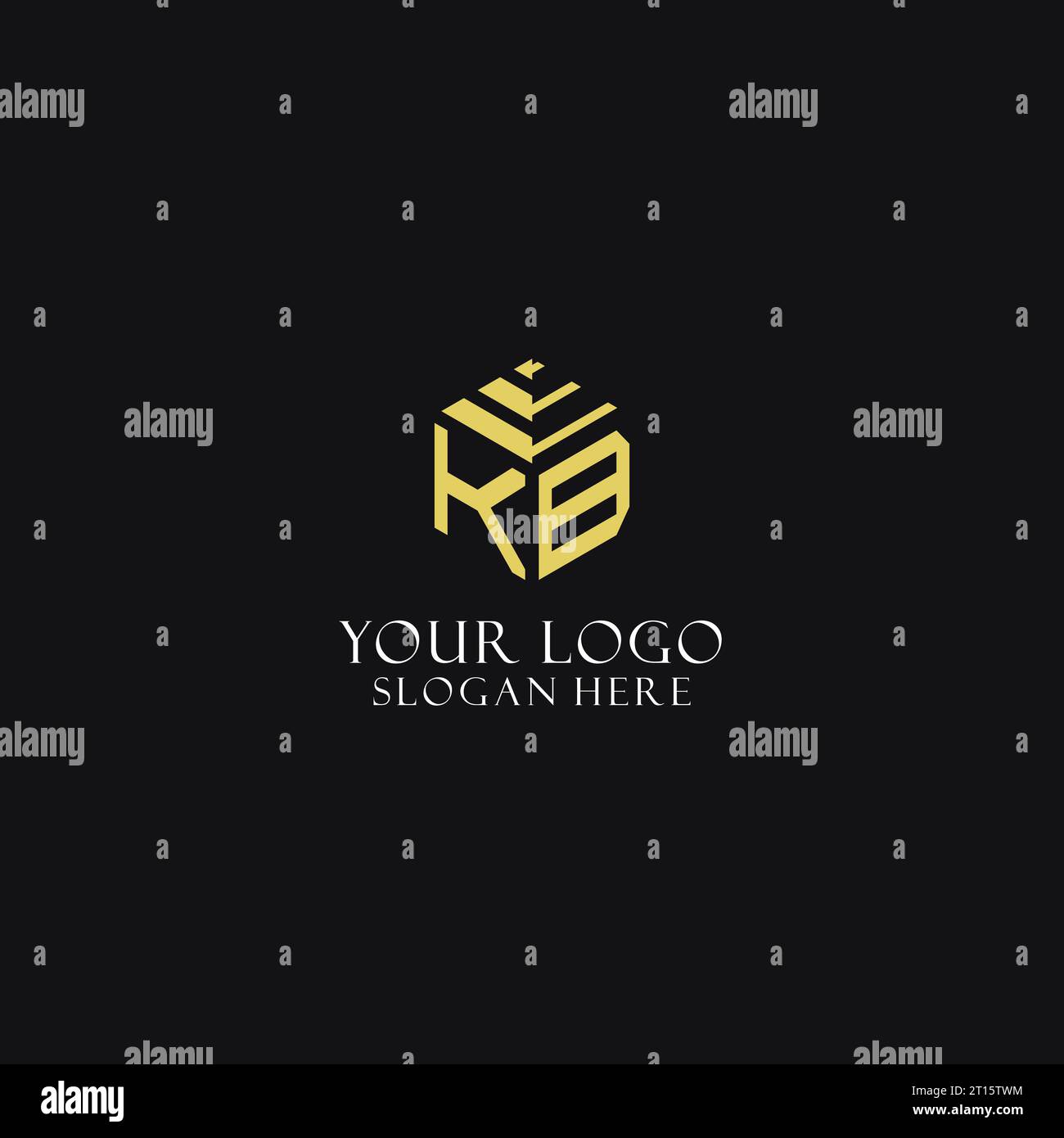 KB initial monogram with hexagon shape logo, creative geometric logo ...