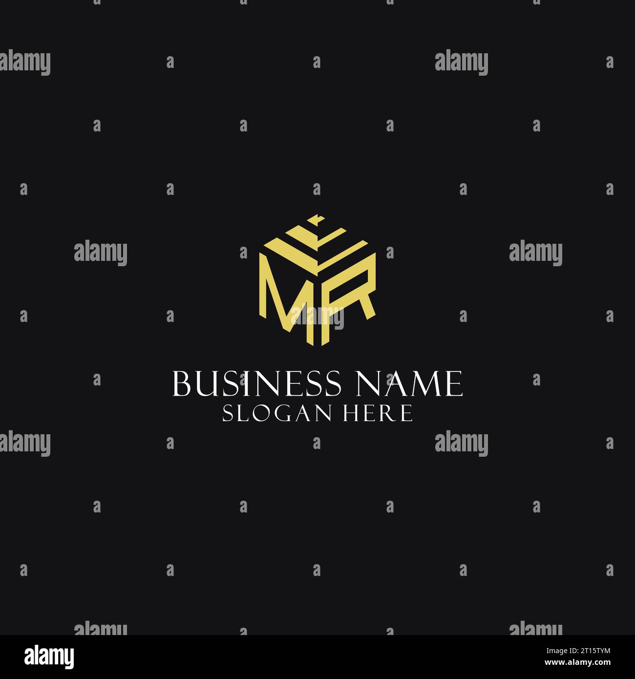 MR initial monogram with hexagon shape logo, creative geometric logo ...