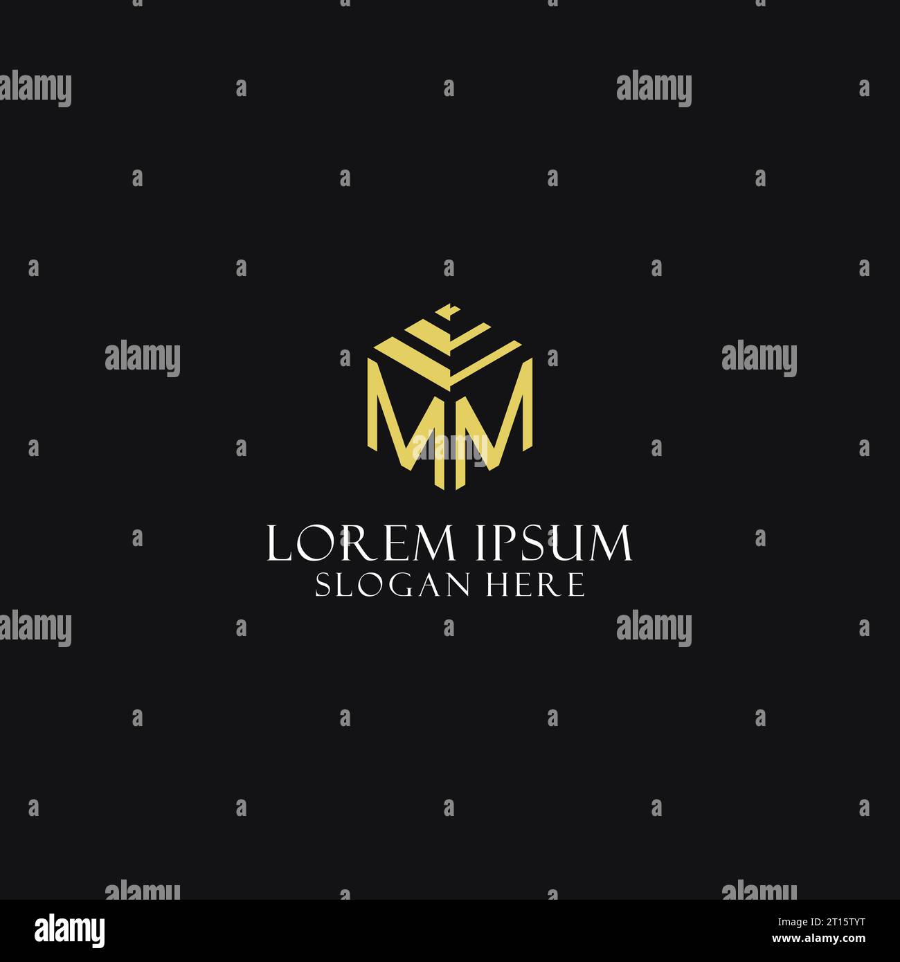 MM initial monogram with hexagon shape logo, creative geometric logo ...