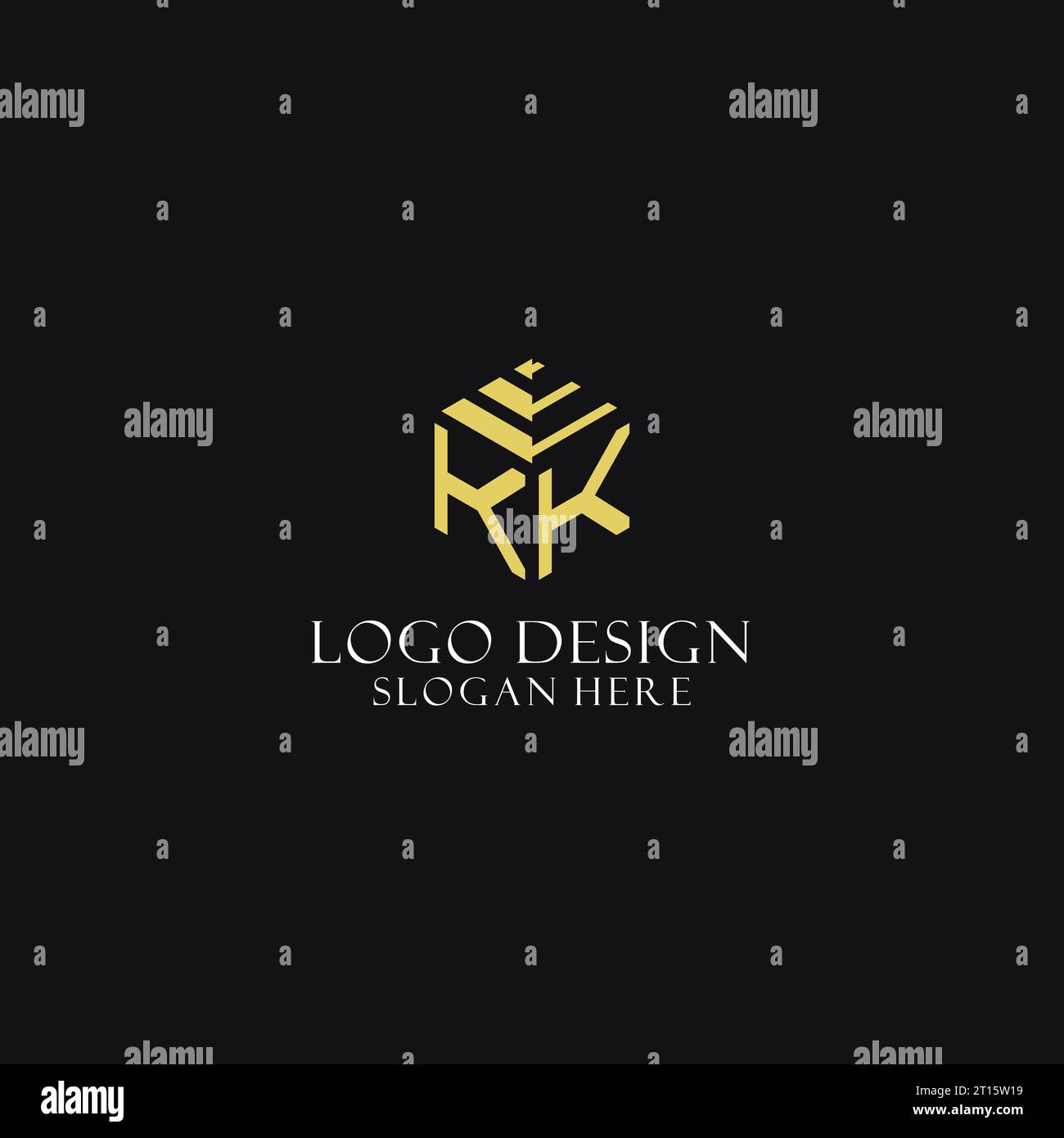 KK initial monogram with hexagon shape logo, creative geometric logo design inspiration Stock ...