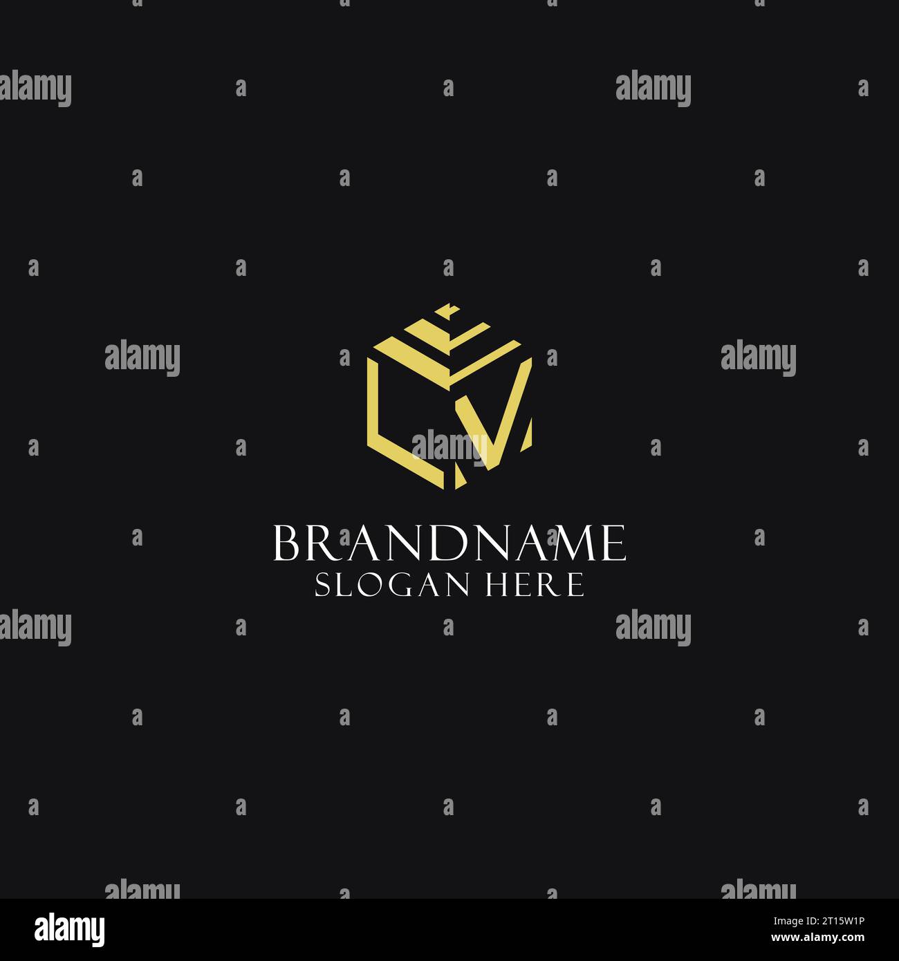 LV initial monogram with hexagon shape logo, creative geometric logo design inspiration Stock ...